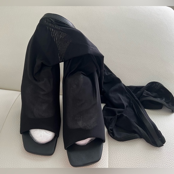 EGO | Shoes | Newnever Worn Ego Black Over The Knee Open Toe Mesh Boot ...
